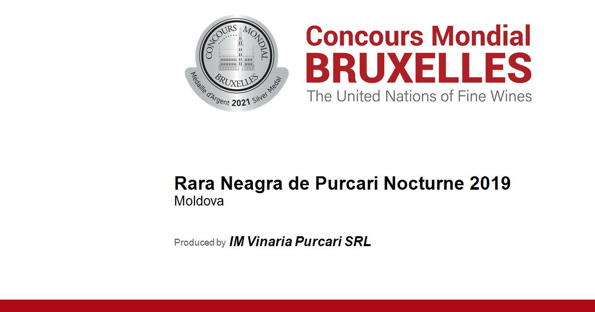 Rara Neagra de Purcari Nocturne 2019 • Concours Mondial de Bruxelles