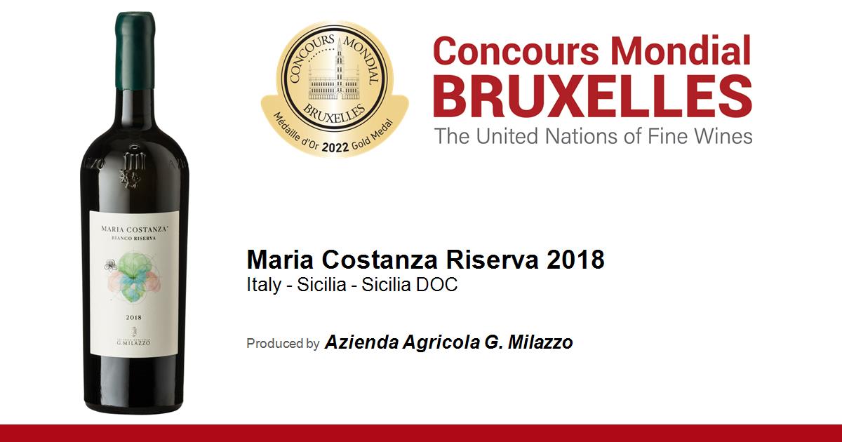Maria Costanza Riserva Bianco 2018 • Concours Mondial de Bruxelles