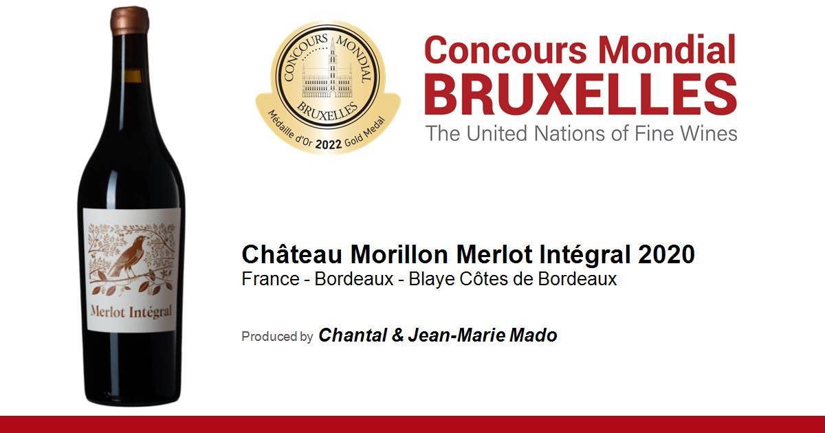 Château Morillon Merlot Intégral 2020 • Concours Mondial de Bruxelles