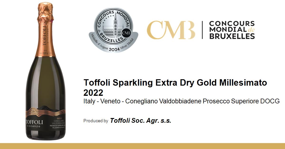 Toffoli Sparkling Extra Dry Gold Millesimato 2022 • Concours Mondial de ...